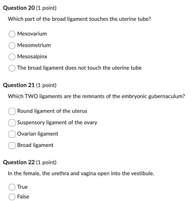 Solved Which part of the broad ligament touches the | Chegg.com