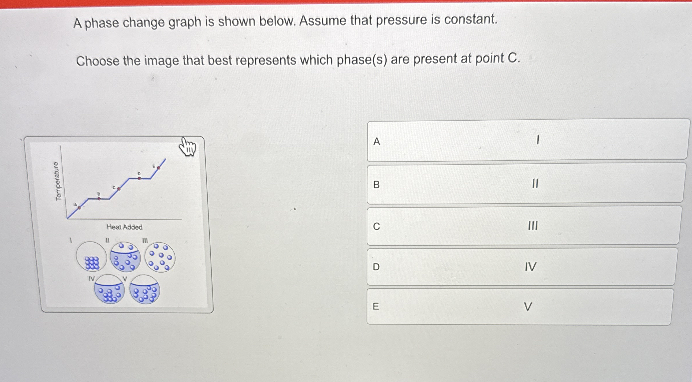 Solved A phase change graph is shown below. Assume that | Chegg.com