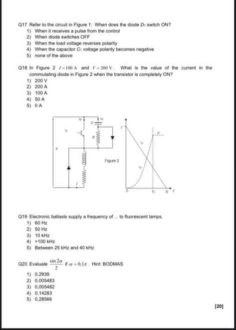 Q17 Refer to the circuit in Figure 1: When does the | Chegg.com