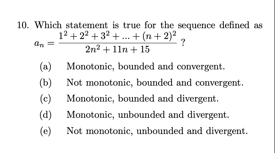 Which statement is true for the sequence defined | Chegg.com