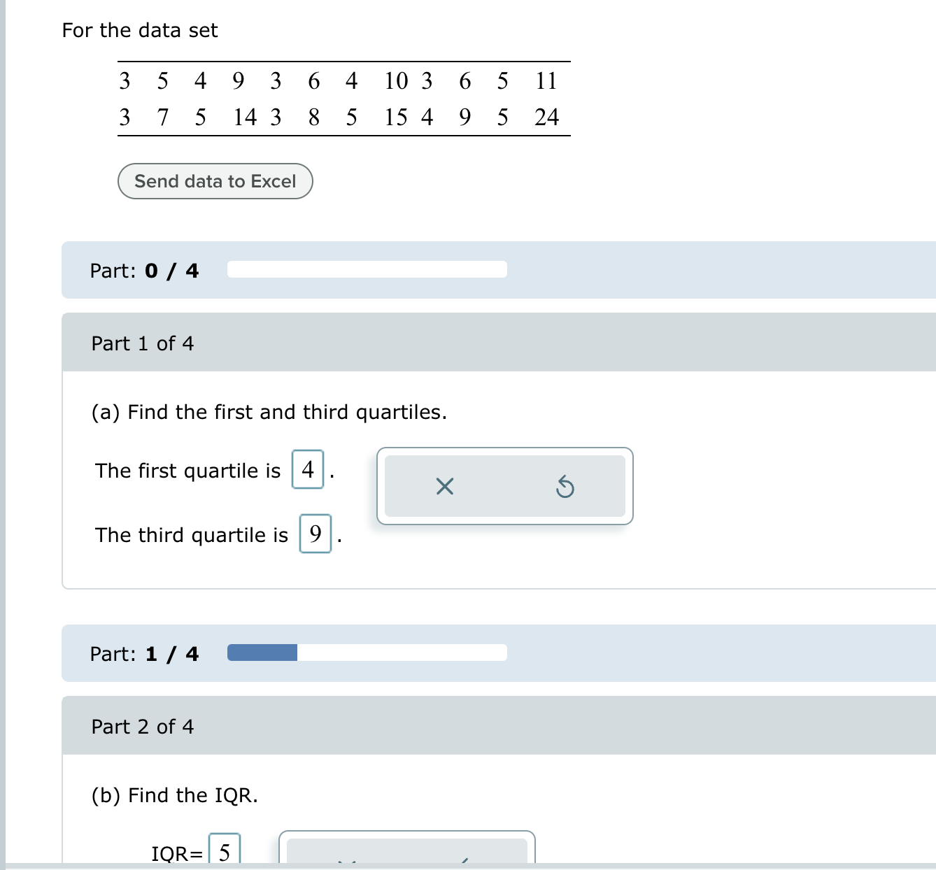 Solved Find First and third quartiles, find IQR, find upper | Chegg.com