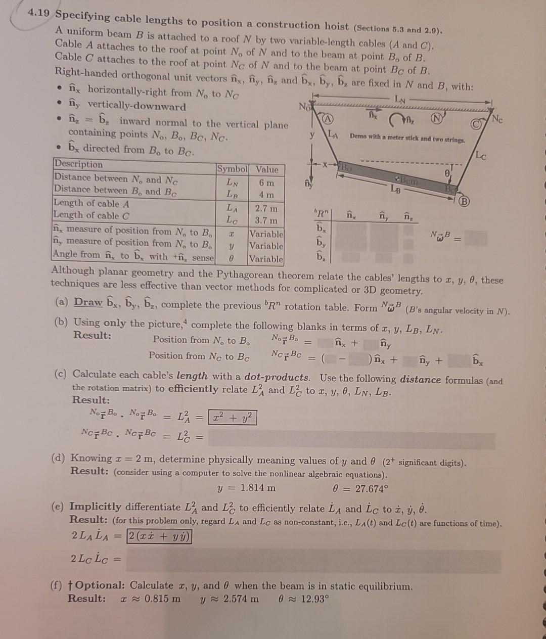 Solved 4.19 Specifying cable lengths to position a | Chegg.com
