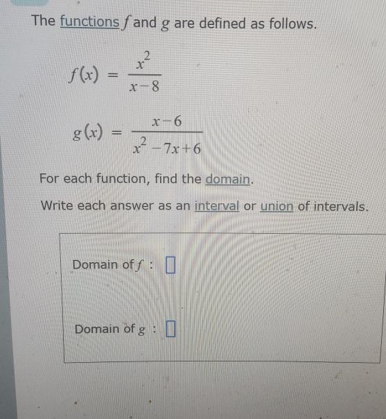 Solved The functions f ﻿and g ﻿are defined as | Chegg.com