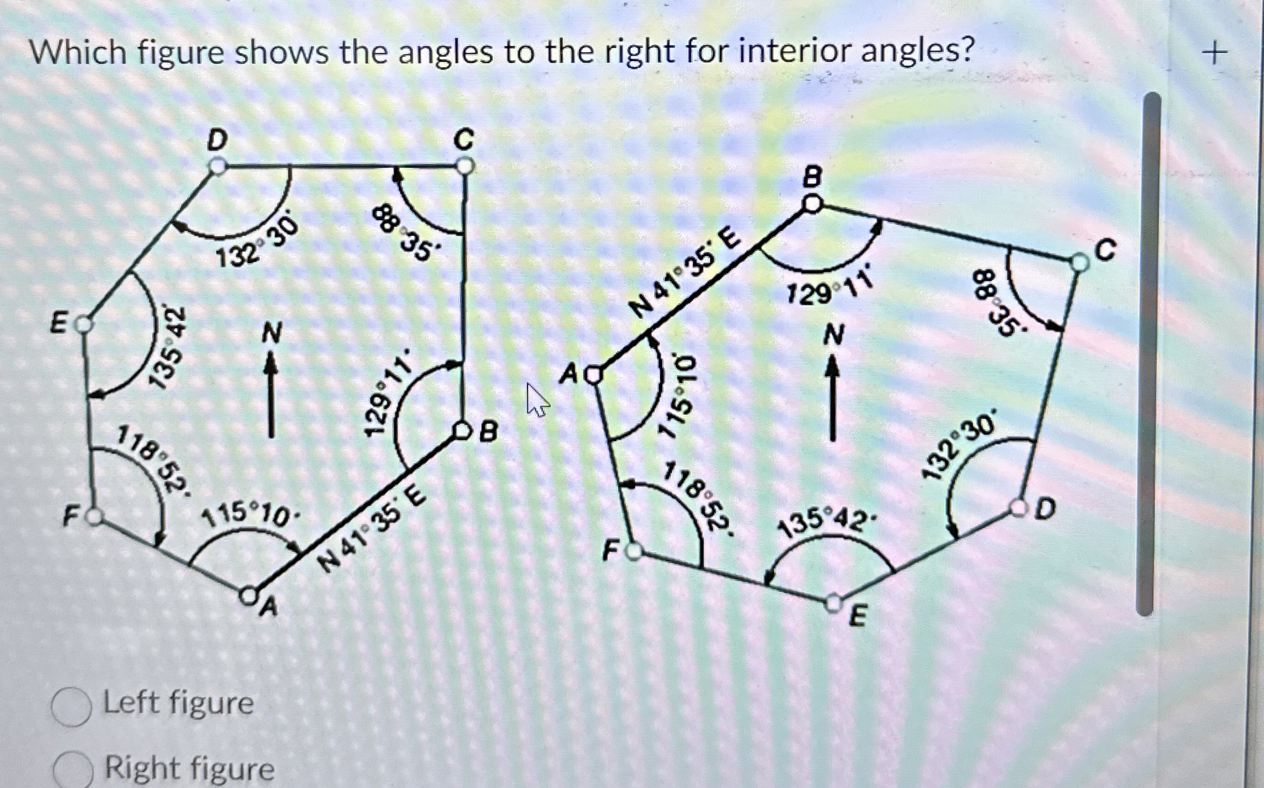 Solved Which figure shows the angles to the right for | Chegg.com