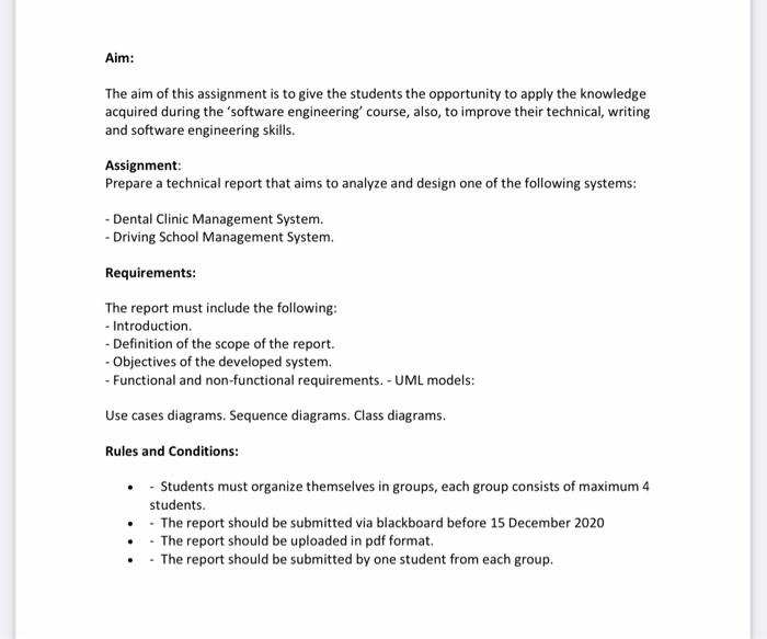 Solved Aim: The aim of this assignment is to give the | Chegg.com