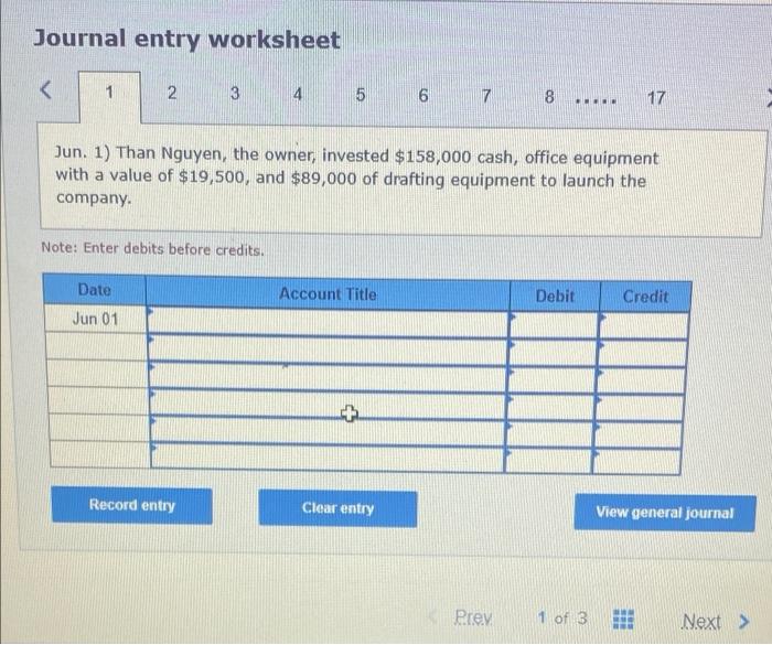 Solved Journal entry worksheet