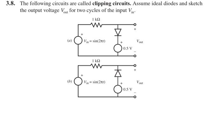 Solved 3.8. The following circuits are called clipping | Chegg.com