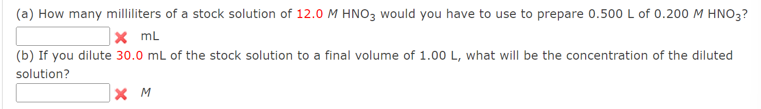 Solved (a) ﻿How many milliliters of a stock solution of | Chegg.com