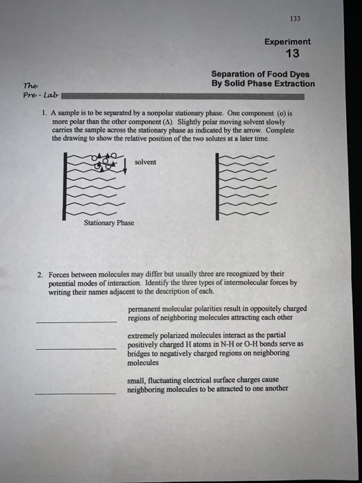 133 Experiment 13 Separation of Food Dyes By Solid | Chegg.com