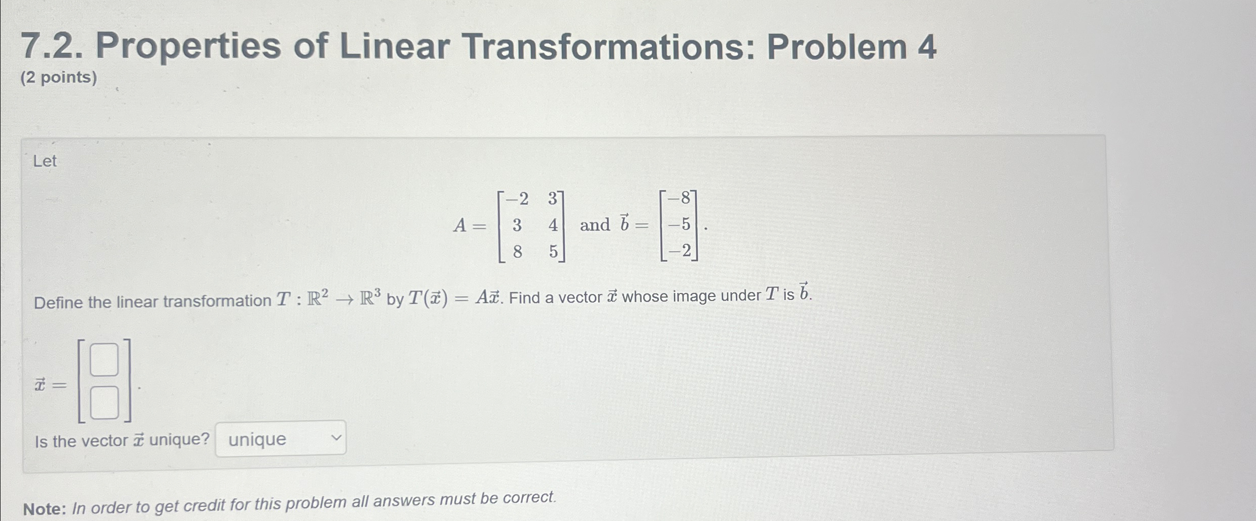 Solved 7.2. ﻿Properties of Linear Transformations: Problem 4 | Chegg.com