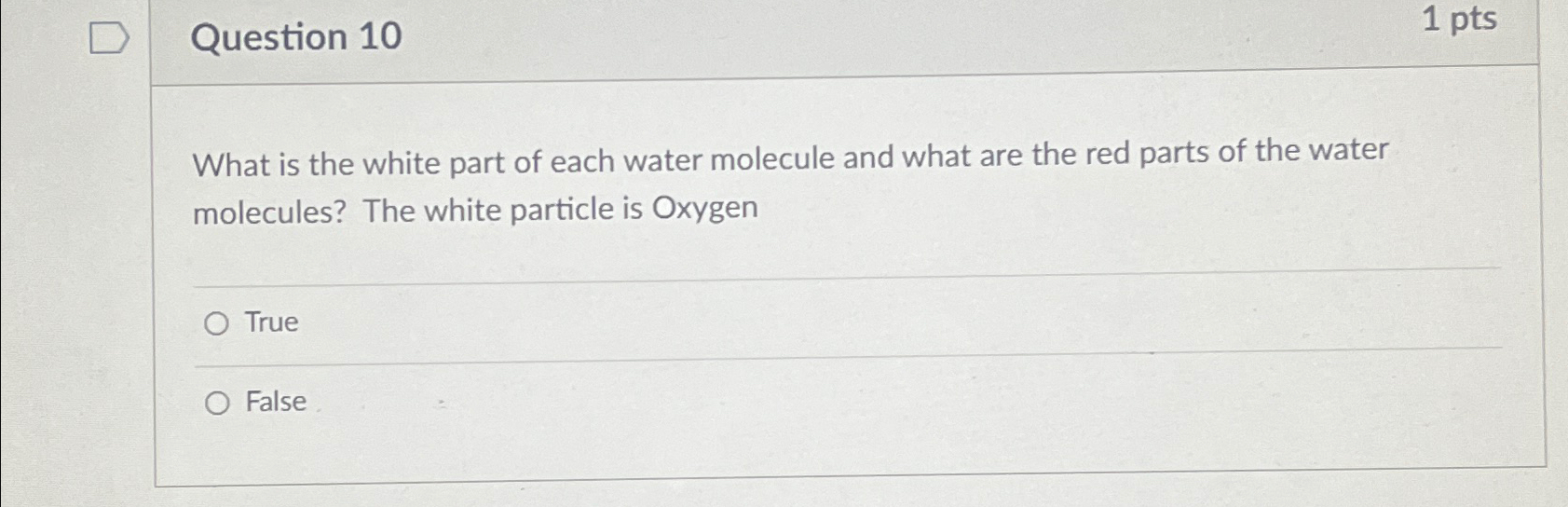 Solved Question 101 ﻿ptsWhat is the white part of each water | Chegg.com