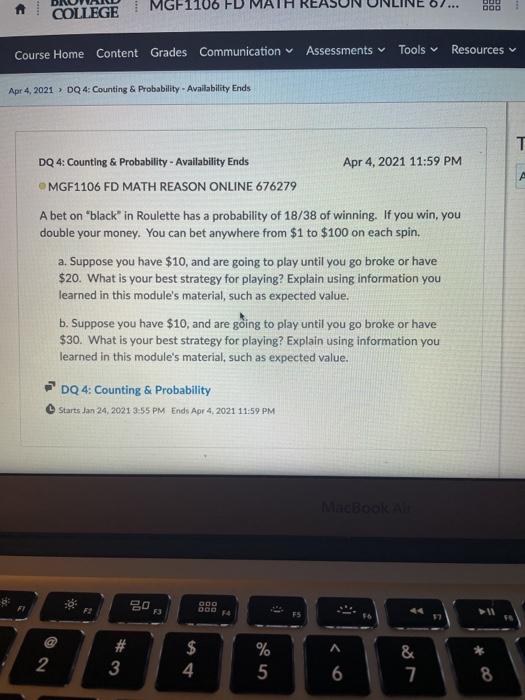 Solved Dod DOO MGF1106 FD MATH COLLEGE Assessments Tools | Chegg.com