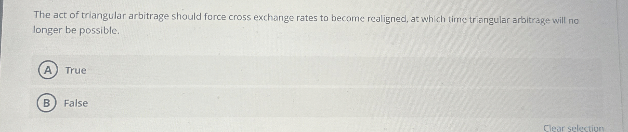 Solved The act of triangular arbitrage should force cross | Chegg.com