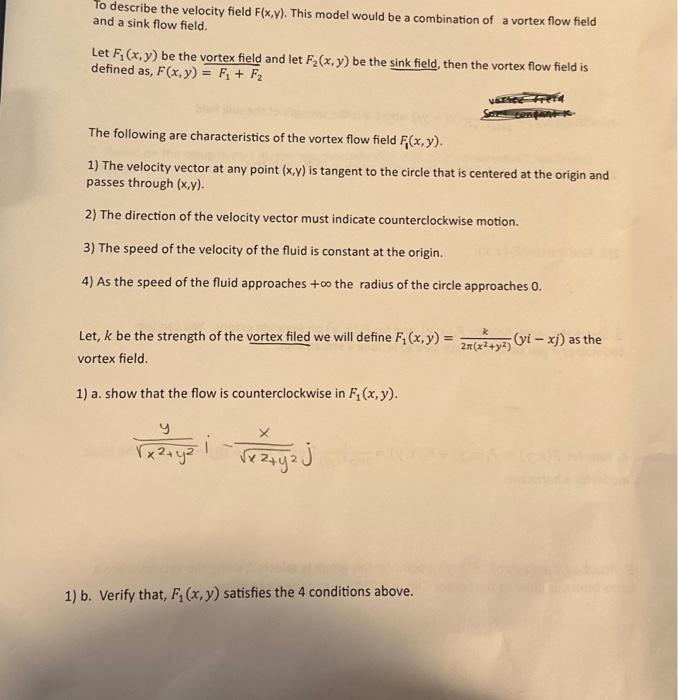 To describe the velocity field F(x,y). This model | Chegg.com