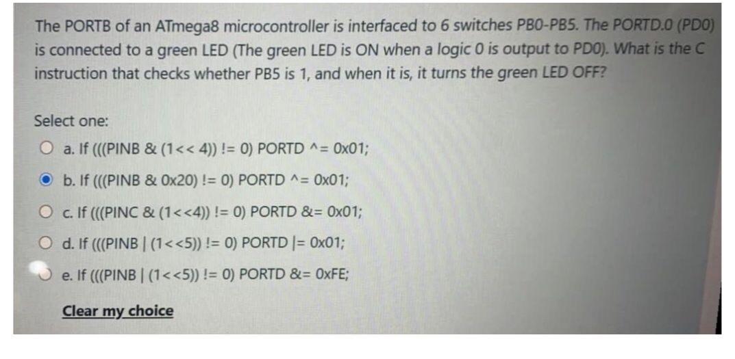 Solved The PORTD is connected to 2 LEDs: A green LED is | Chegg.com