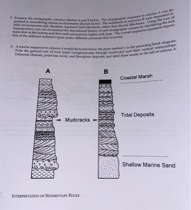 Solved 3. Examine the stratigraphic columns labeled A and B | Chegg.com