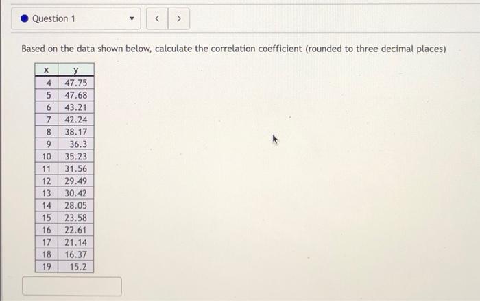 Solved Question 1 > Based on the data shown below, calculate | Chegg.com