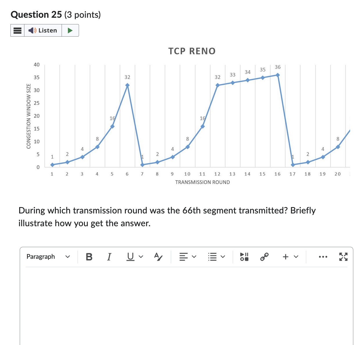 Solved Question 25 (3 ﻿points)TCP RENODuring which | Chegg.com