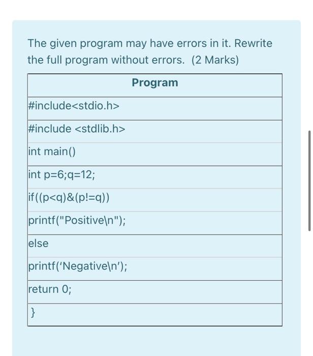 Solved The given program may have errors in it. Rewrite the | Chegg.com