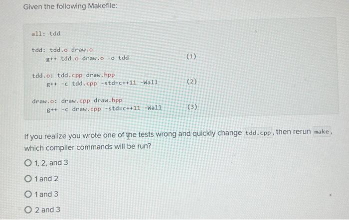 Solved Given the following Makefile: all: tdd tdd: tdd.o | Chegg.com