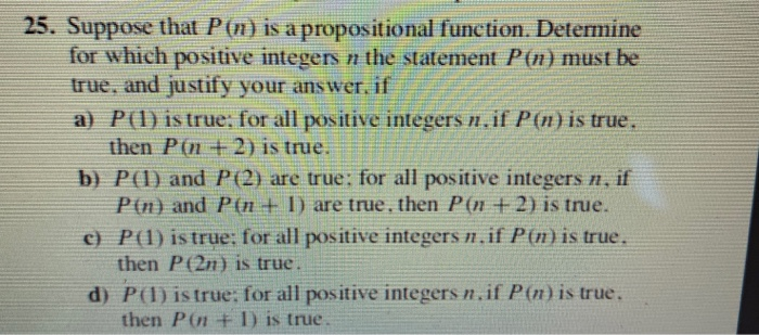Solved 25. Suppose that P (n) is a propositional function. | Chegg.com