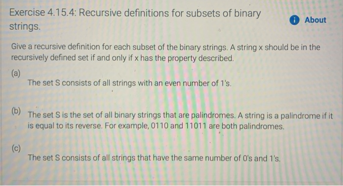 Solved Exercise 4.15.4: Recursive definitions for subsets of | Chegg.com