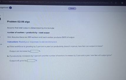 Solved Problem 02.06 ﻿algonumber of werkers * ﻿prbdoctivity | Chegg.com