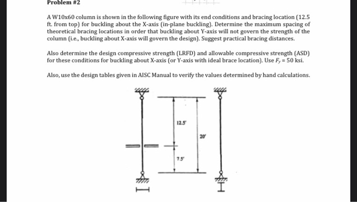 Solved Problem #2 A W10x60 column is shown in the following | Chegg.com
