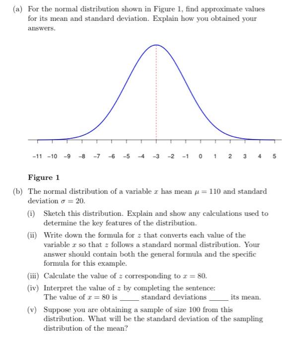 Solved (a) For the normal distribution shown in Figure 1, | Chegg.com