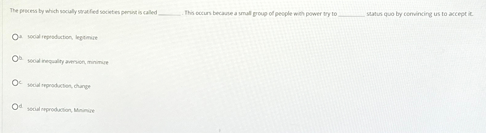 Solved The process by which socially stratified societies | Chegg.com
