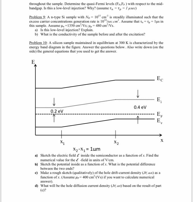 Solved Problem 1: A drift current density of 85 A/chi is | Chegg.com
