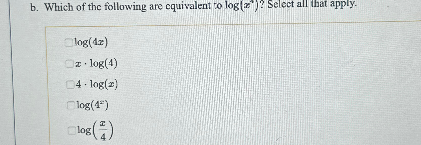 Solved b. ﻿Which of the following are equivalent to | Chegg.com