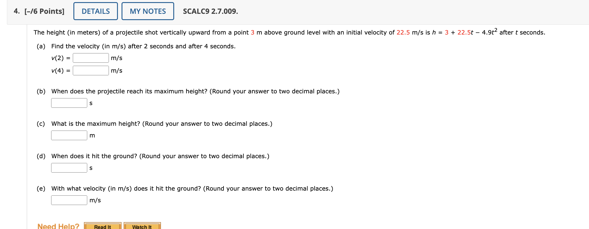 Solved The height (in ﻿meters) of ﻿a projectile shot | Chegg.com