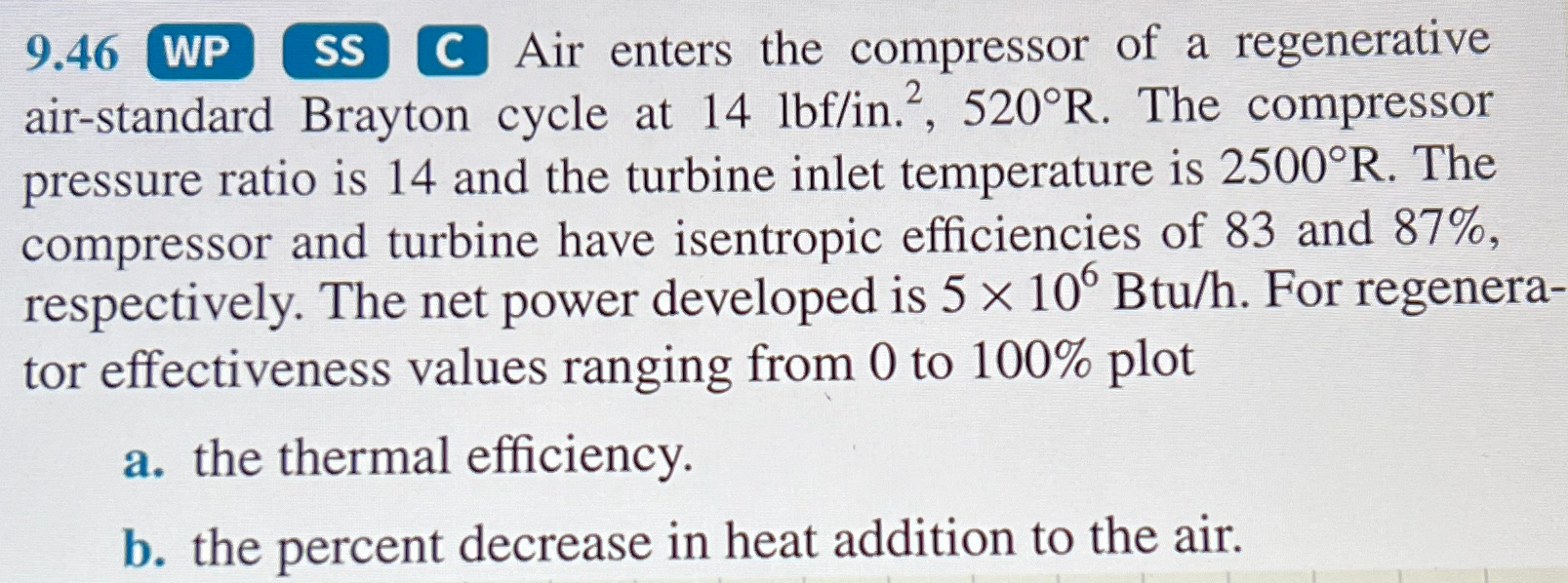 Solved Air enters the compressor of a regenerative | Chegg.com