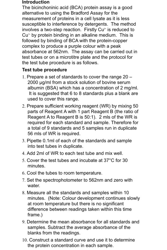 Solved Introduction The bicinchoninic acid (BCA) protein | Chegg.com