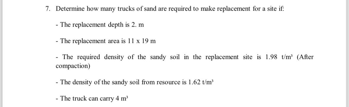 Solved Determine how many trucks of sand are required to | Chegg.com
