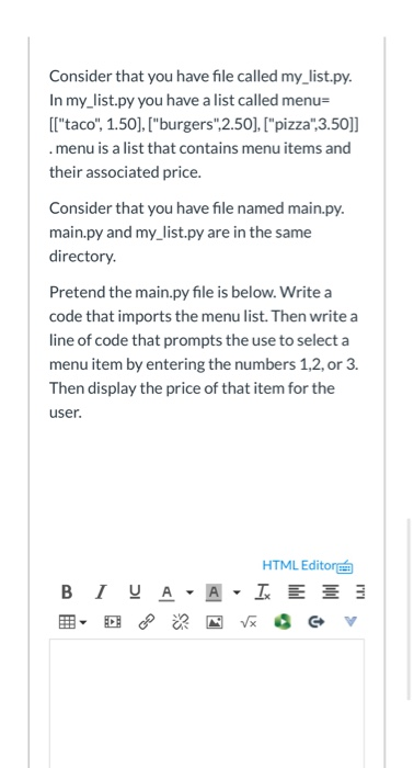 Solved Consider that you have file called my_list.py. In | Chegg.com