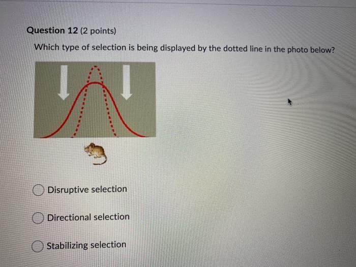 Solved Question 12 (2 points) Which type of selection is | Chegg.com