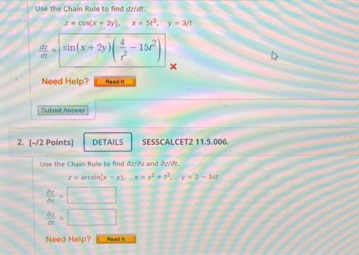 Solved Use the Chain Rule to find dz/dt. | Chegg.com
