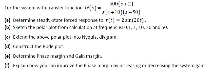 Solved For the system with transfer function | Chegg.com