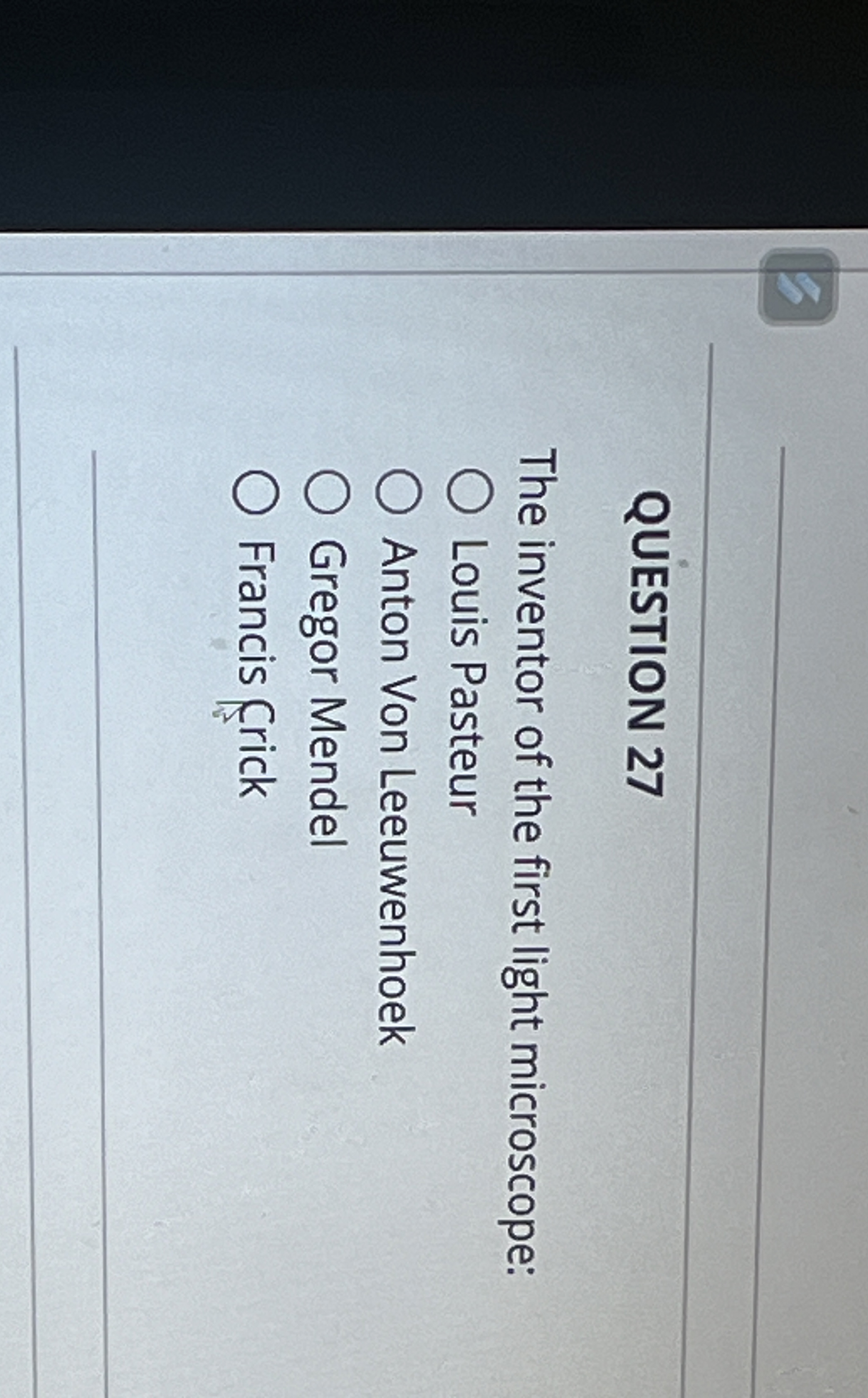 Solved QUESTION 27The inventor of the first light | Chegg.com