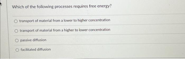 Solved Which of the following processes requires free | Chegg.com