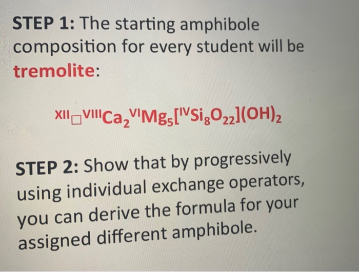 Solved STEP 1: The starting amphibole composition for every | Chegg.com