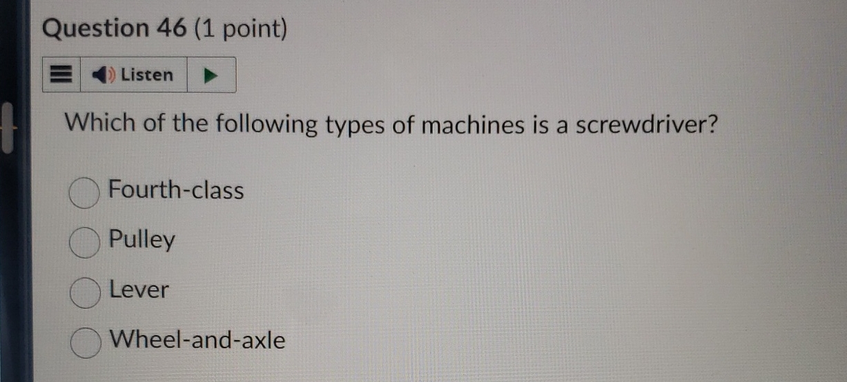 Solved Question 46 (1 ﻿point)Which of the following types of | Chegg.com