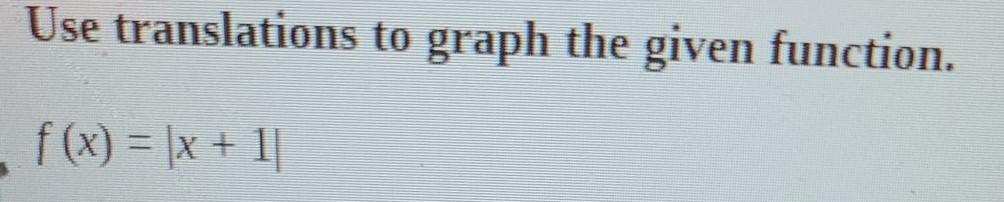 Solved Use translations to graph the given function. f(x) = | Chegg.com