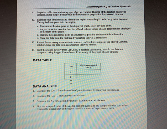 Solved DATA TABLE Trial Equivalence point (mL) 14 9.5 DATA | Chegg.com