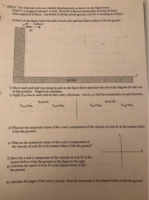 Solved PMD-2 Two identical rocks are released simultancously | Chegg.com