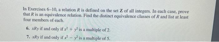 Solved 5. Let R be the relation "congruence modulo 7 " | Chegg.com