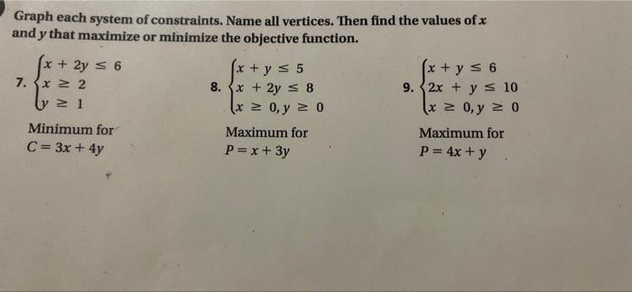 Solved Graph Each System Of Constraints Name All Vertices