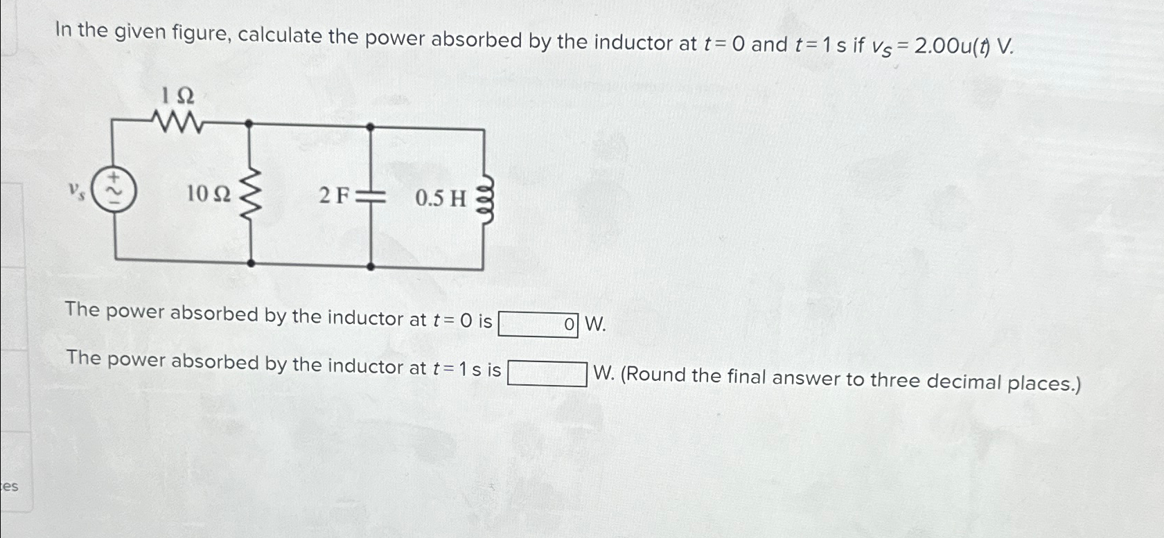 Solved In the given figure, calculate the power absorbed by | Chegg.com